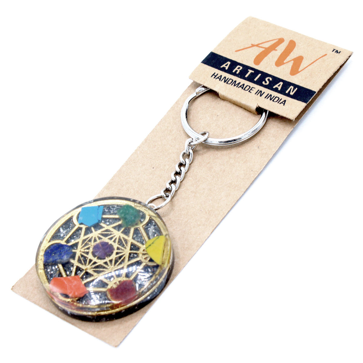7 Chakras Orgonite Power Gemstone Keyring– Clumzy
