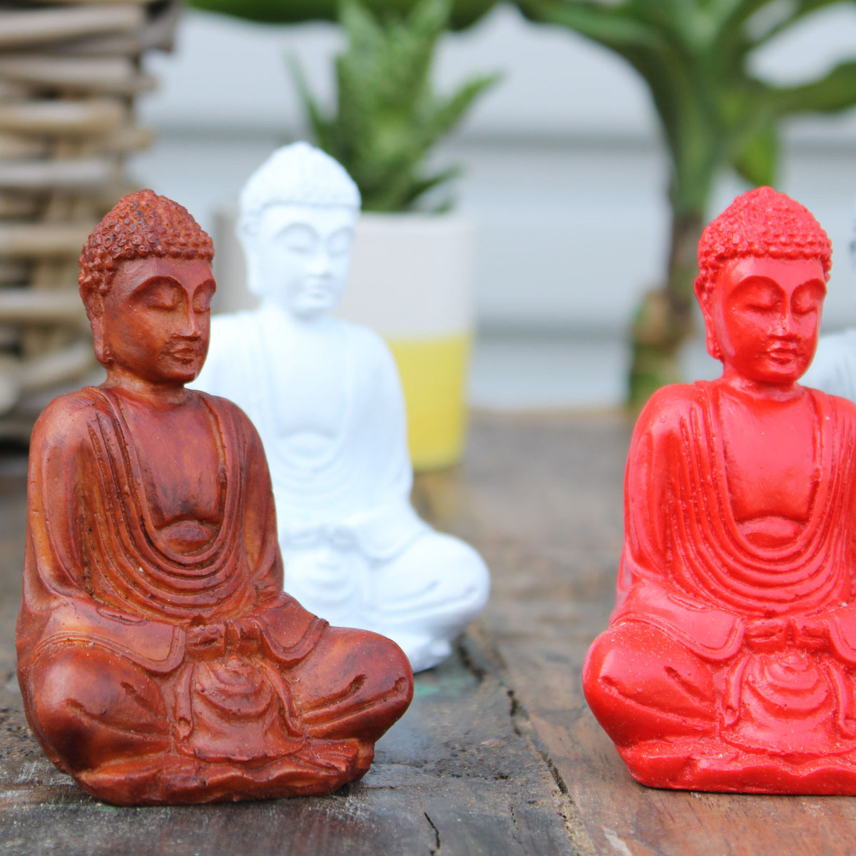 Set of 6 Multi-Coloured Mini Meditating Buddha Statues– Clumzy